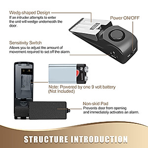 AceMining Upgraded Portable Door Lock & Black Door Stop Alarm