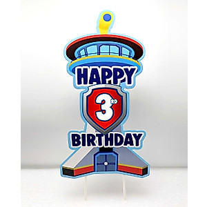 Custom Age Birthday Cake Topper for Patrol Boys and Girls Party Decorations
