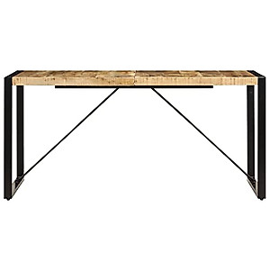 YPWRENH Rectangular Wooden End Table Dining Table 63 "x31.5 x29.5 Solid Mango Wood for Dining Room, Kitchen or Living Room