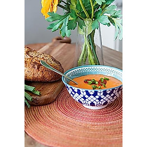 Annovero Cereal Bowls - Set of 6 Dinnerware for Ice Cream, Fruit, Ramen, Cereal, Soup, Colorful Stoneware Dishes for Kitchen, Microwave and Oven Safe, 6.25 Inch Diameter