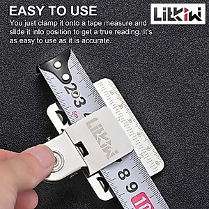 LitKiwi 1PCS Double Scale Measuring Tape Clip,304 Stainless Steel Measuring Tool,Accurately Position Measure Tool,Fixed Point Measurement,Corners Clamp Precision Marking Tool
