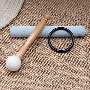 Leize Quartz Crystal Singing Bowl 432hz B Note Crown Chakra Violet Lotus Design 6" Wide with Suede Striker