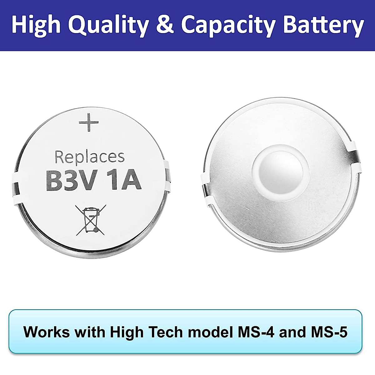 Enerpe B3V 1A Replacement Battery High Capacity Compatible with High Tech Electronic Collars of MS-4 and MS-5 Pack of 8