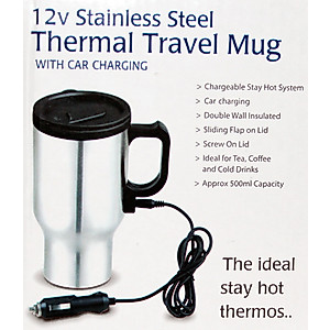 Heated Stainless Steel Mug Car Coffee Cup With Charger