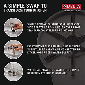 Delta Faucet Metal Glass Rinser for Kitchen Sinks, Kitchen Sink Accessories, Bar Glass Rinser, Matte Black GR250-BL