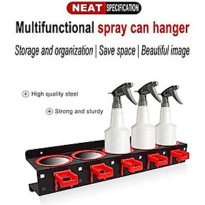 Ggeresulie Spray Bottle Storage Rack Abrasive Wall-Mounted Rail shelf Car Beauty Shop Accessory Display Auto Cleaning Detailing Tools Organizer For Wall Mounted, blackï¼Œred, ‎22 x 4.7 x 5 inches