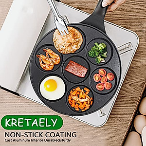 KRETAELY Nonstick Pancake Pan Pancake Griddle With 7-mold Design Mini Pancake Maker With 100% PFOA Free Coating-black