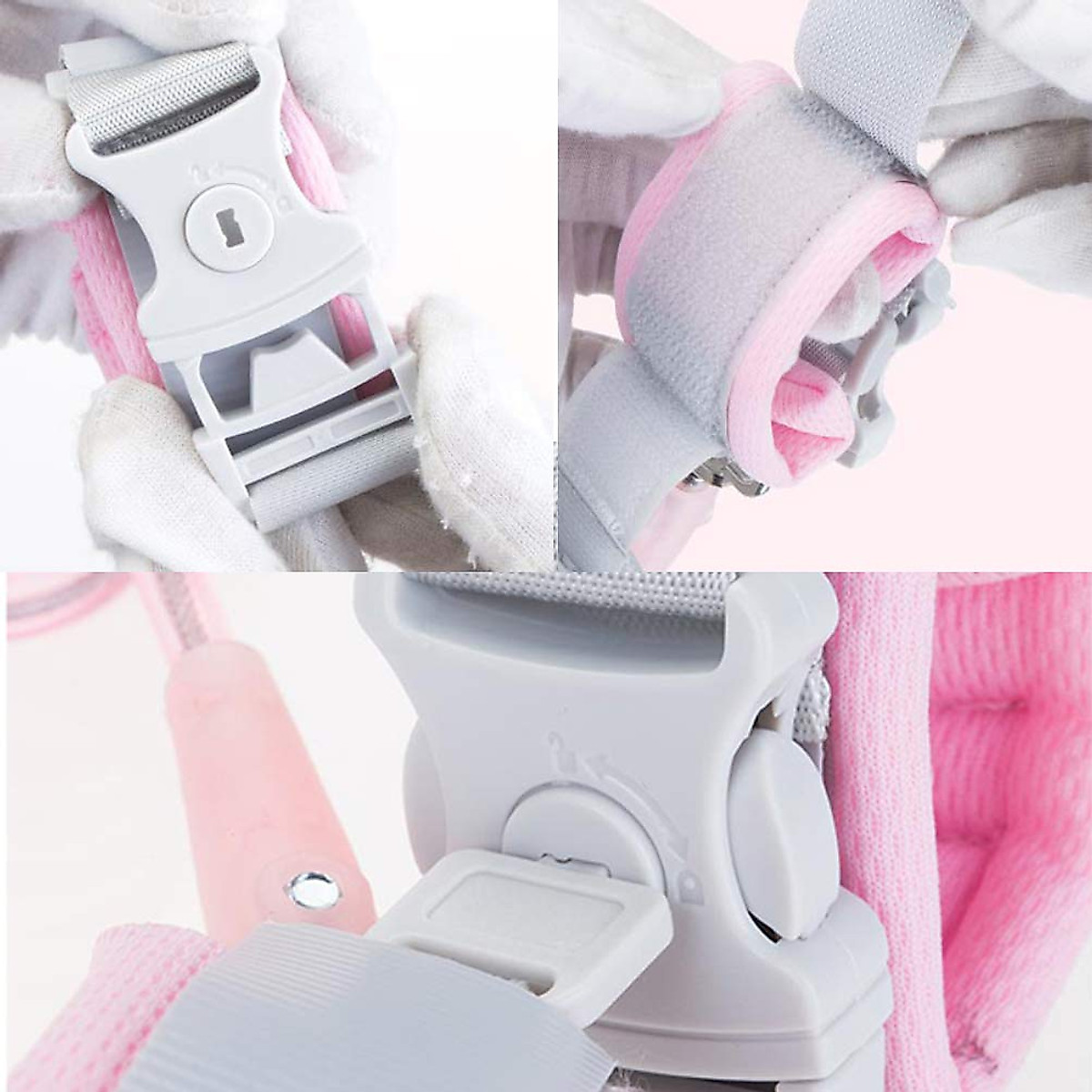 Anti Lost Wrist Link (8.2ft), Socub Toddler Leash Wrist for Kids Child Safety with Key Lock, 2 Pack, Pink and Blue