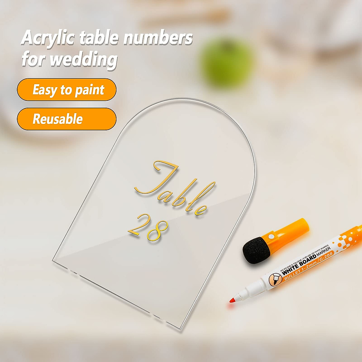 Wedding Table Numbers, MIUYFcai 28 pcs Acrylic Table Numbers for Wedding 4x6 Inch, Sign and Holder, Perfect for Wedding, Reception, Centerpiece Decoration, Event, Party