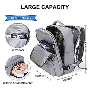 Large Travel Backpack Women, Carry On Backpack,Backpack Waterproof Outdoor Sports Rucksack Casual Daypack, Grey