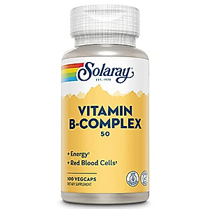SOLARAY Vitamin B-Complex, Healthy Energy & Red Blood Cell Formation Support & More, 100 Servings, 100 VegCaps