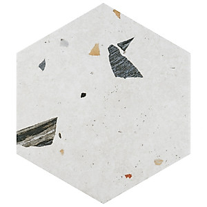 Merola Tile Sonar Hex White 8-5/8" x 9-7/8" Porcelain Floor and Wall Tile