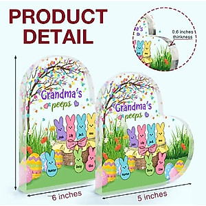 IZI POD Nana's Easter Peeps Heart Plaque, Personalized Easter Heart Acrylic Plaque, Nana Plaque, Gifts for Grandma, Nana, Mom, Birthday, Easter's Day, Christmas, Mother's Day Decor Gifts