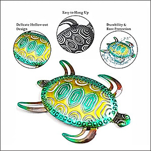 Erbacan Sea Turtle Wall Metal Art Decor,Feng Shui Outside House warming Gift Wall Decorations,Beach Theme for Garden Bathroom Outdoor Fence Patio Pool -Green