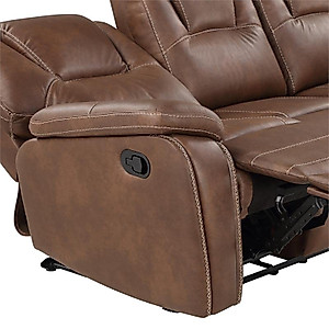 Steve Silver Katrine Brown Faux Leather Manual Reclining Loveseat