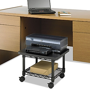 Safco Products Under Desk Printer/Fax Stand , Black Powder Coat Finish, Swivel Wheels for Mobility