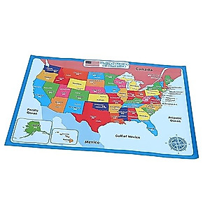 Operitacx Cartoon Preschool Posters 4 Sheets United States map poster US map playroom decor supply usa map for accessory Cartoon Accessories hanging pictures decorate synthetic paper