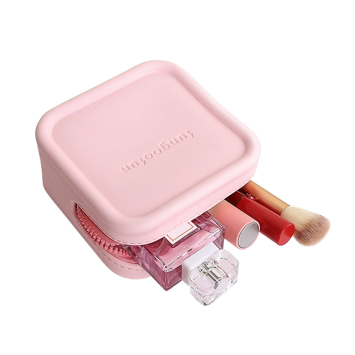 Pink Makeup Bag - Eva Waterproof Cosmetic Bag for Women, Square Toiletry Bag Travel Organizer for Girls, Mini Small Make Up Bag Cosmetic Zipper Pouch, Lipstick Makeup Case Organizer