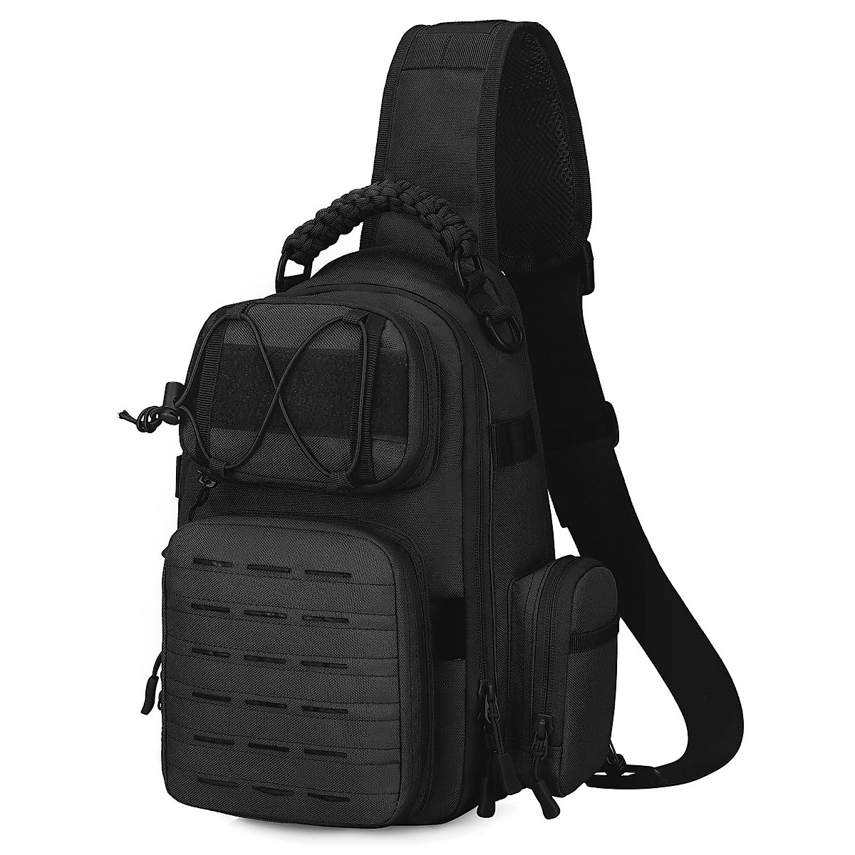 CamGo Tactical Sling Backpack Fly Fishing Tackle Bag Unisex MOLLE Casual Daypack for Fishing Hunting Hiking Travel