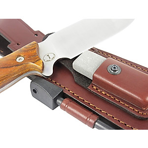 JEO-TEC Nº7 Bushcraft Survival Hunting Tactical Knife - BOHLER N690C Stainless Steel, Multi-positioned Leather Sheath, Sharpener Stone & Firesteel Included - Handmade