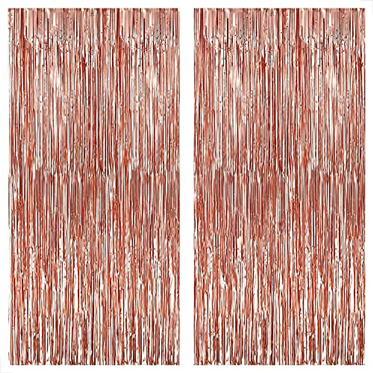 Huge, Rose Gold Backdrop for Birthday - Pack of 3 | Rose Gold Fringe Curtain with Peach Happy Birthday Banner | Rose Gold Streamers | Rose Gold Happy Birthday Banner | Rose Gold Birthday Decorations