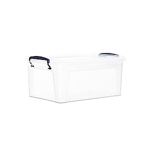 Superio Clear Storage Bin with Lid, Stackable Plastic Deep Storage Latch Box with Snap Lock Closure (9.5 Quart)