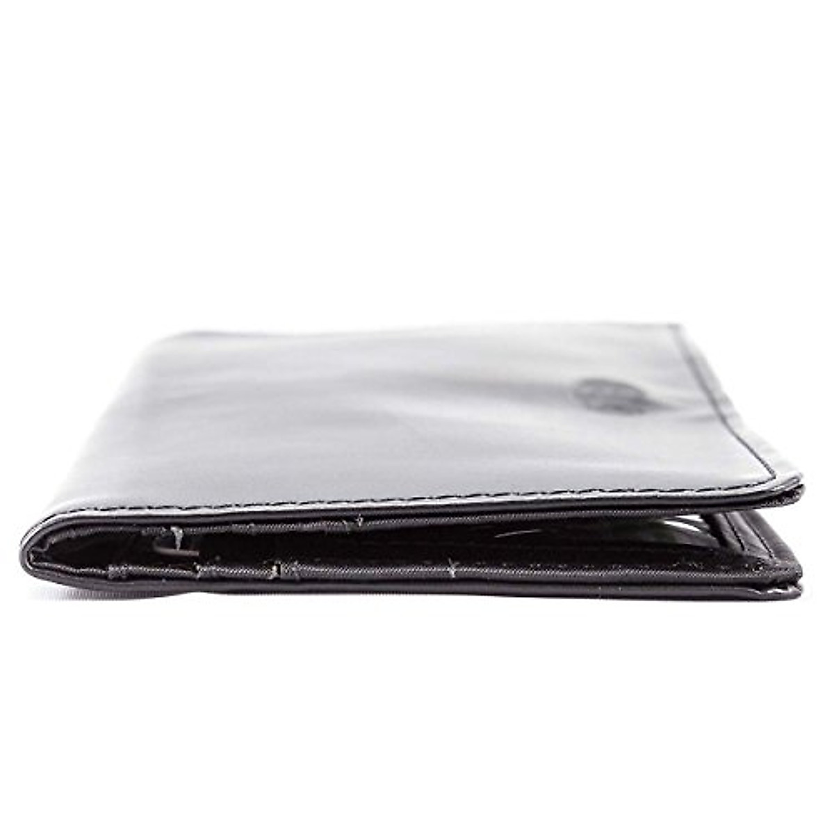Big Skinny Women's Executive Leather Bi-Fold Checkbook Slim Wallet, Holds Up to 40 Cards, Black