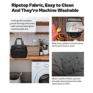 SUNNY BIRD 12L Large Insulated Lunch Bag, Leakproof and Foldable Lunch Cooler Box for Women Adult and Men, Fits 18 Cans (Black 01)