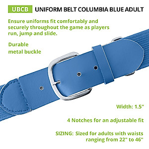 Champion Sports Baseball/Softball Uniform Belt - Comfort Stretch Fit Uniform Belt - Durable Syntex Tab - Adult: 22"-46" - Columbia Blue