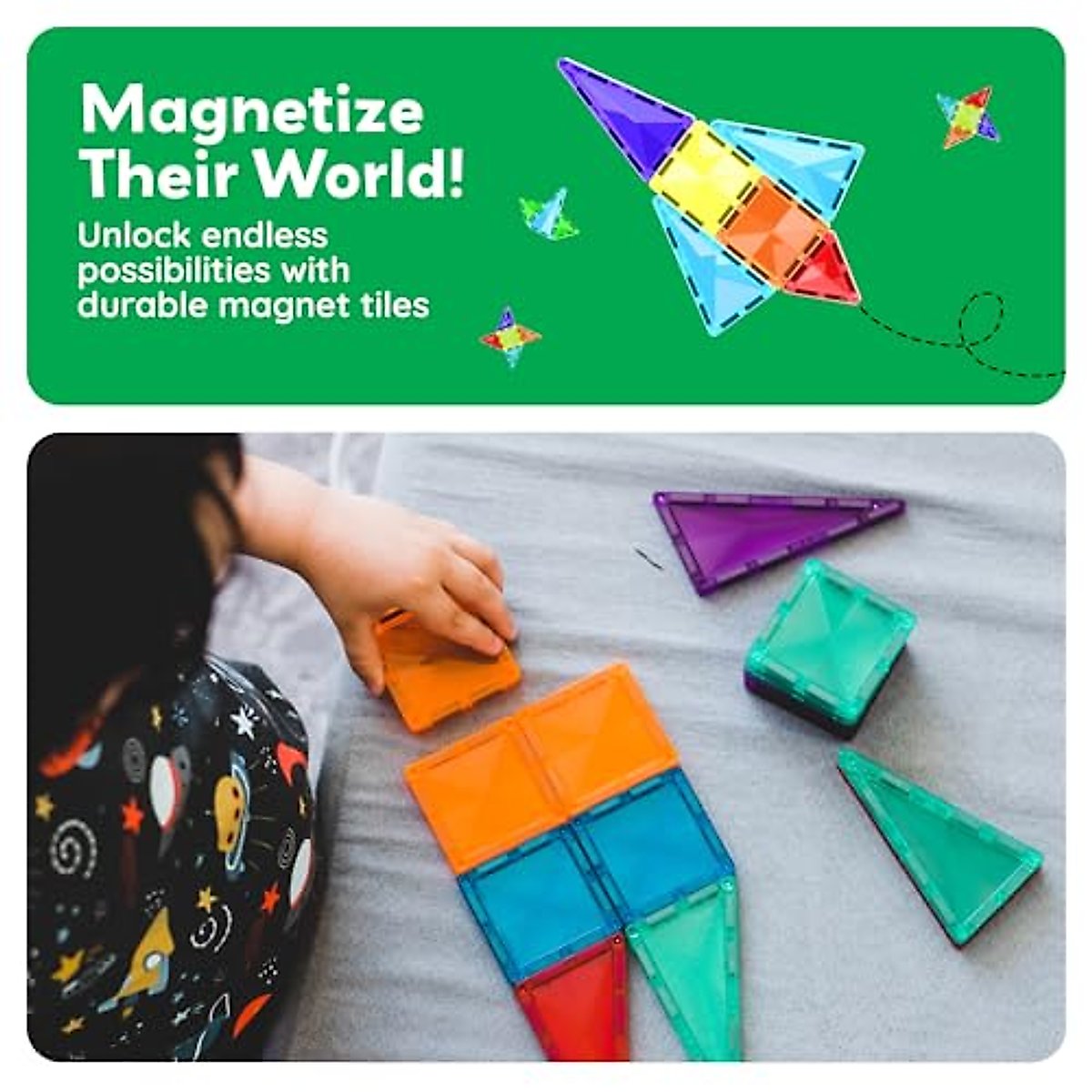 PicassoTiles 60 Piece Magnetic Building Block Mini Diamond Series Travel Size On-The-Go Construction Toy Set STEM Learning Kit Educational Playset Child Brain Development Stacking Blocks PTM60