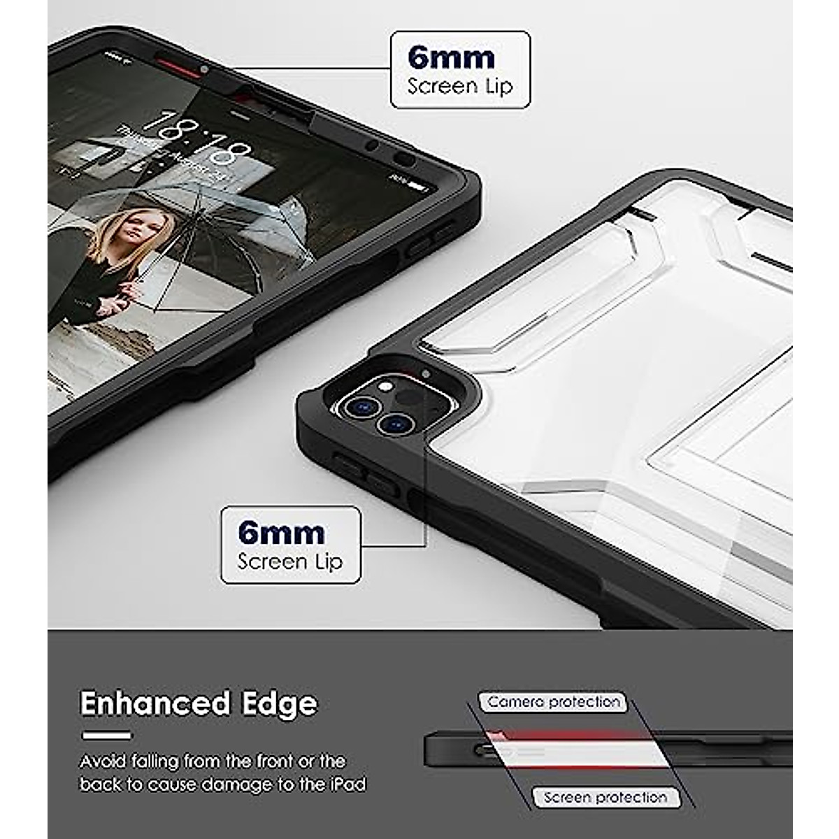 DTTOCASE for iPad Pro 11 Inch Case, iPad Air 5th / 4th Generation 10.9 Inch (2022/2020) Case with Matte Frosted Shockproof Back Back [Anti-Scratch,Support Touch ID,Camera Protection]-Black