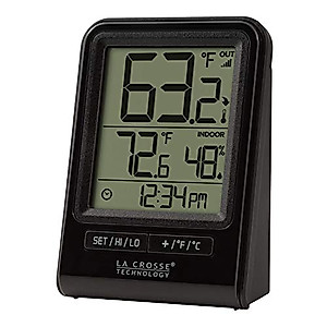 La Crosse Technology 308-1409BT-CBP Wireless Temperature & Humidity Station with Time , Black
