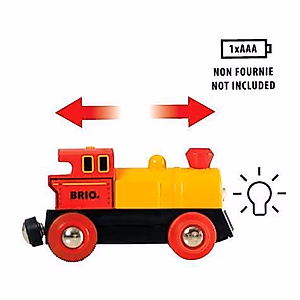 BRIO 33594 World Two-Way Battery-Operated Engine - Interactive Train Toy for Kids | Lights Up | Forward & Reverse Functions | Great Christmas or Birthday Gift | Suitable for Ages 3 and Up