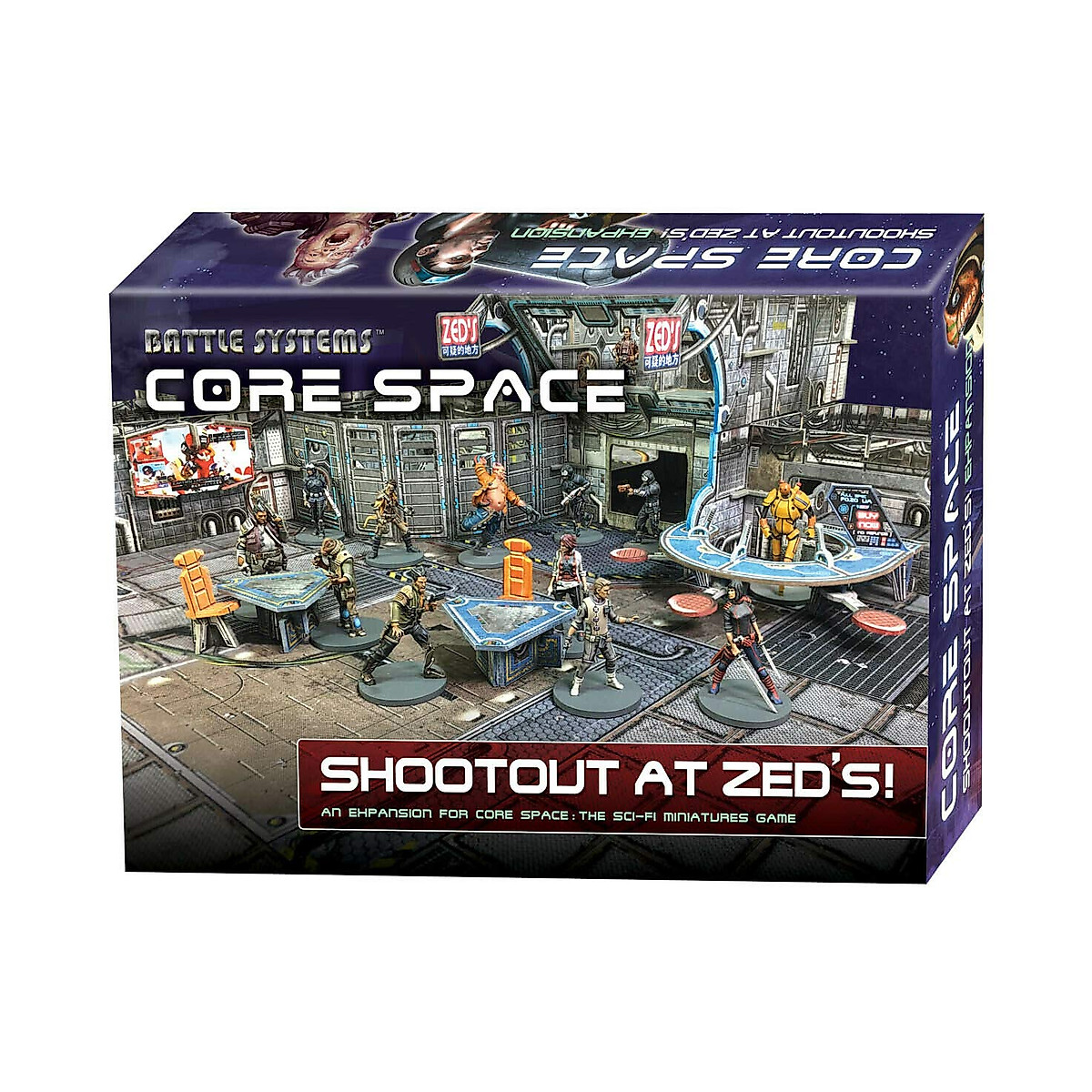 Battle Systems Core Space Shootout at Zed’s Expansion Set - Miniatures - Board Game - Event Cards - Modular 3D Terrain - Wargaming BSGCSE001