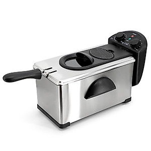 MegaChef Electric Oil Deep Fryer with Adjustable Temperature Control and Timer (3.17 Quart)