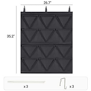 Mkono Hat Organizer Rack Closet Hanging Cap Keeper Hanger with 16 Hooks and Over-The-Door Hat Organizer with 12 Anti-Drop Pockets