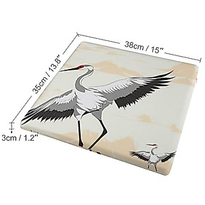 HMNBCD Square Cushion Japanese Crane Printed Floor Cushions Chair Cushion for Dining Chairs Outdoor Seat Cushions for Home Office and Patio Garden Furniture Decoration