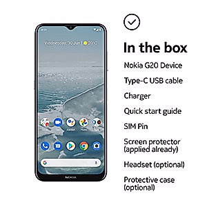 Nokia G20 | Android 11 | Unlocked Smartphone | 3-Day Battery | 4/128GB | 6.52-Inch Screen | 48MP Quad Camera | Glacier