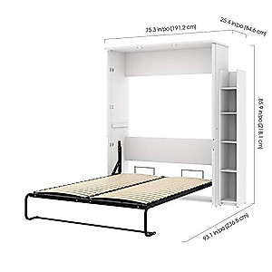 Atlin Designs 76" Queen Murphy Bed and 1 Storage Unit in White
