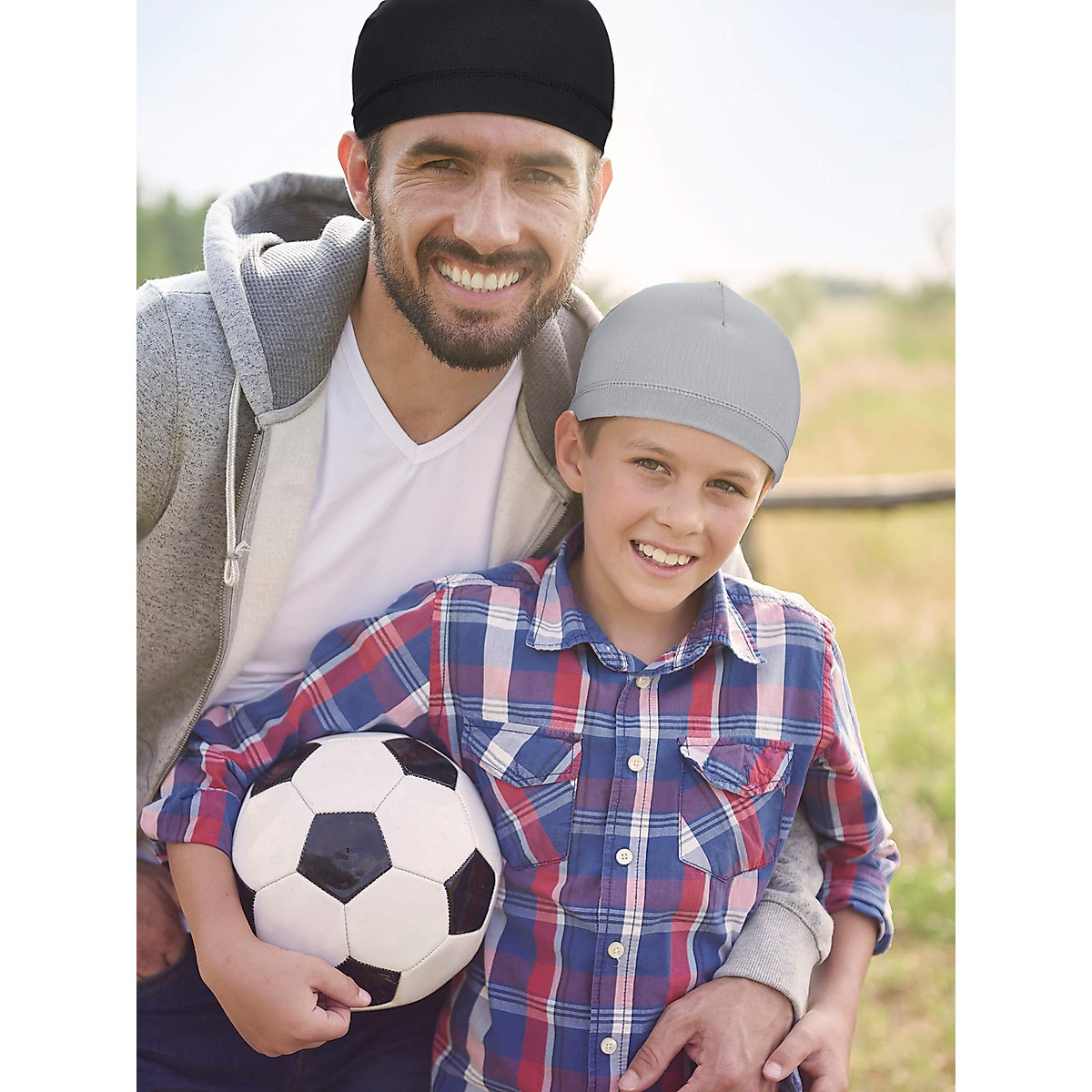 SATINIOR 9 Pieces Skull Caps Helmet Liner Running Hats Sweat Wicking Hats Cycling Caps for Men Women (Grey, Dark Blue, Black)