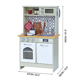 Teamson Kids - Little Chef Boston Modern Play Kitchen - Olive Green/White 22.25 x 12 x 37.5 inches