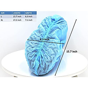 G & F Products - 13033 Premium 100 Pack (50 Pairs ) Disposable Boot & Shoe Covers Slip - Resistant fits up to size 11 US Men and 13 US Women, Blue, Large