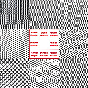 Modengzhe 40 x 13 inch Car Grill Mesh Sheet, Black Painted Aluminum Alloy Multifunctional Grille Mesh Roll, 6 x 12 mm Hexagon-Shape Grids