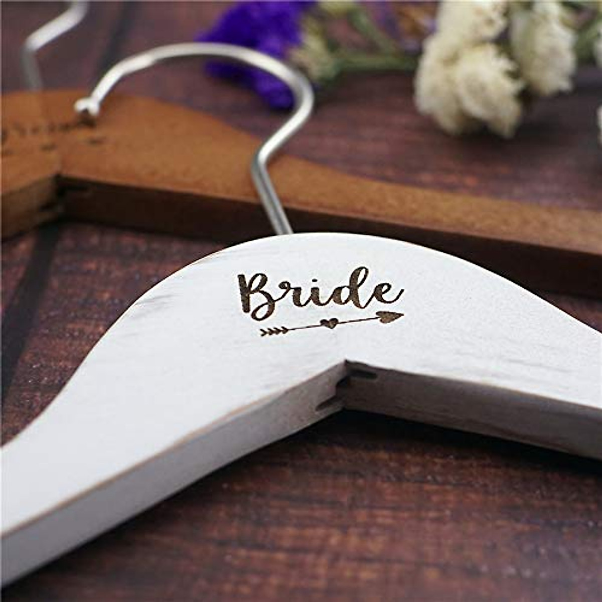 Pair of Wedding Hangers for Bride and Groom , Bridal Wedding Gift, Wood Dress Hangers