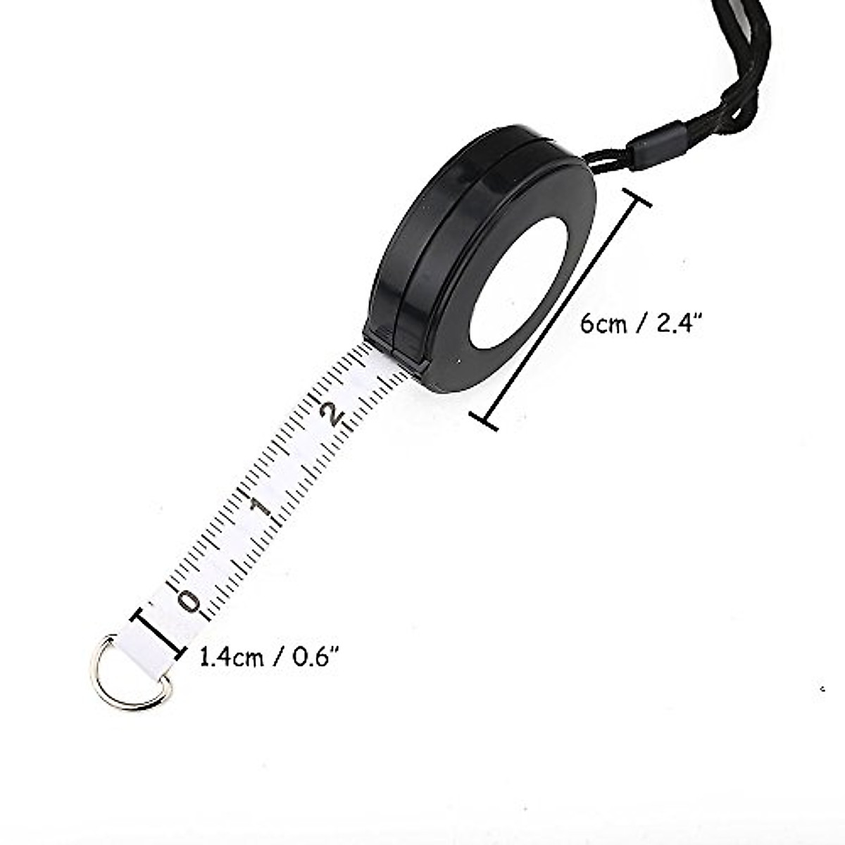 WIN TAPE 80'' / 205 CM Black Retractable Tape Measure with Black Rope