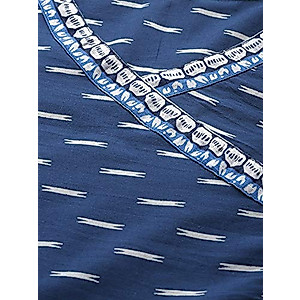 Yash Gallery Cotton Slub Ikat Printed Anarkali Kurtis for Women (Black)