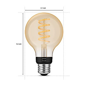 Philips Hue White Ambiance Dimmable Smart Filament G25, Warm-White to Cool-White LED Vintage Edison Globe Bulb, Bluetooth & Hub Compatible (Hue Hub Optional), Voice Activated with Alexa