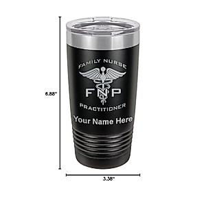 LaserGram 20oz Vacuum Insulated Tumbler Mug, FNP Family Nurse Practitioner, Personalized Engraving Included (Black)