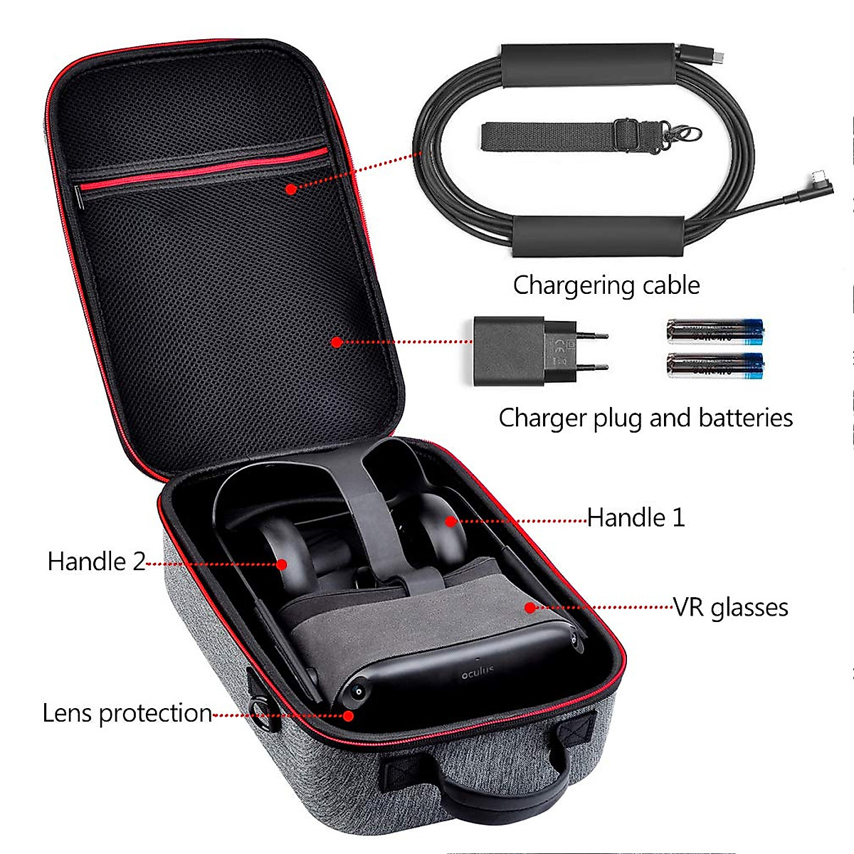 VR Face Pad Face Mask + Earphones + Carrying Case 3 in 1 Accessories Set Compatible with Oculus Quest