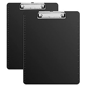 Amazon Basics Plastic Clipboards, Low Profile Clip, Clipboard for classrooms, Offices, Restaurants, Doctor Offices, Black, 2-Pack